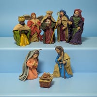 Vintage Nativity Fabric Sculpture, Hand Crafted Hardened Textile ...