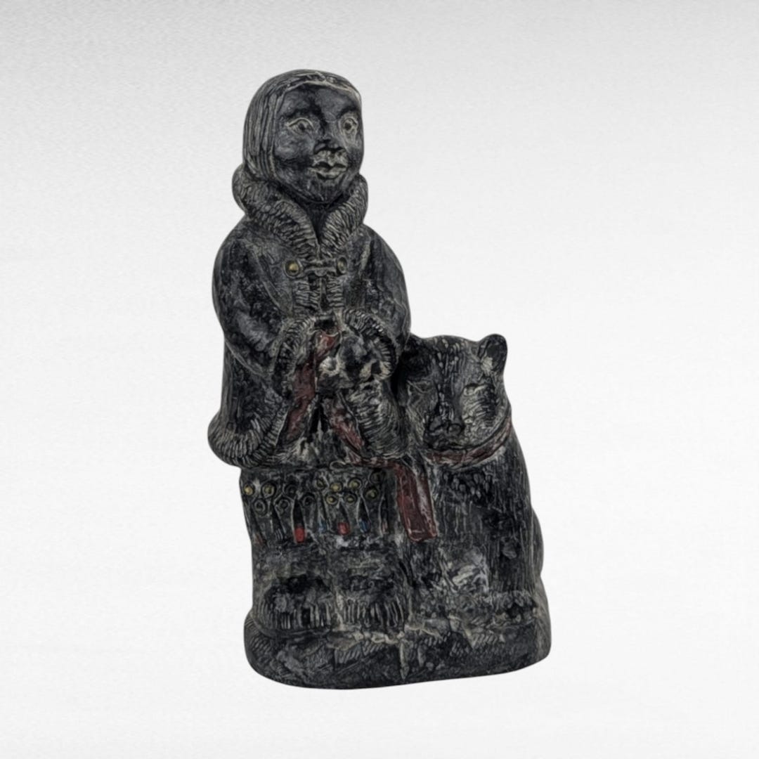 Vintage Original Wolf Stone and Marble Sculpture | Inuit Art | Eskimo ...