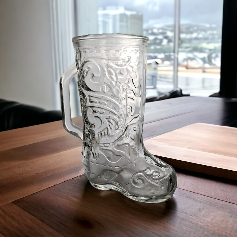 Vintage Clear Glass Boot Mug - Etsy UK