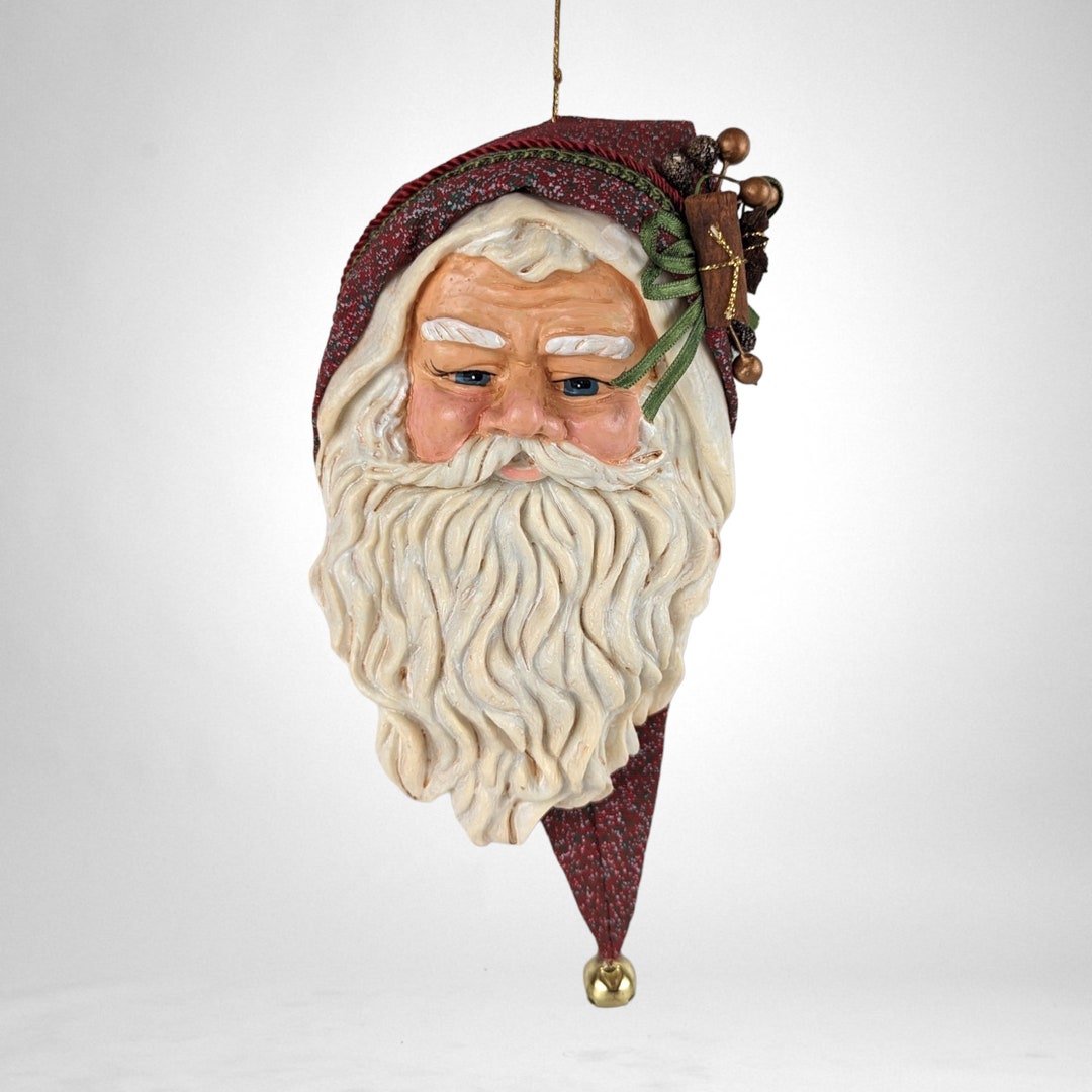 Woodland Santa Head Wall Hanging Rustic Christmas Decor Vintage Santa ...