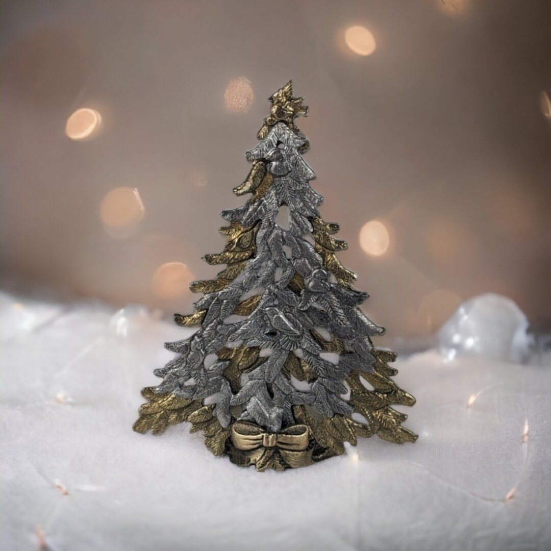 Vintage Metzke Pewter and Gold Christmas Tree Tealight Holder - Etsy