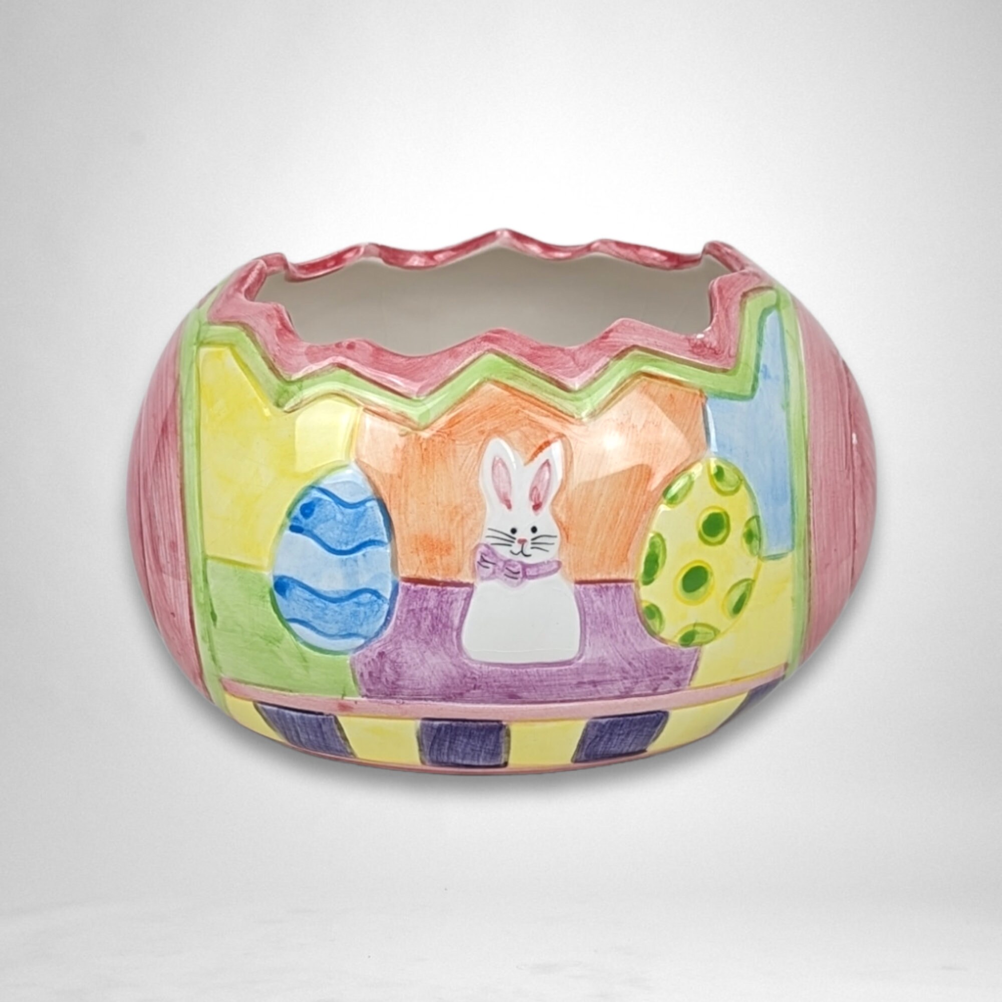 1998 GAC Colorful Ceramic Easter Egg Trinket Bowl/planter - Etsy