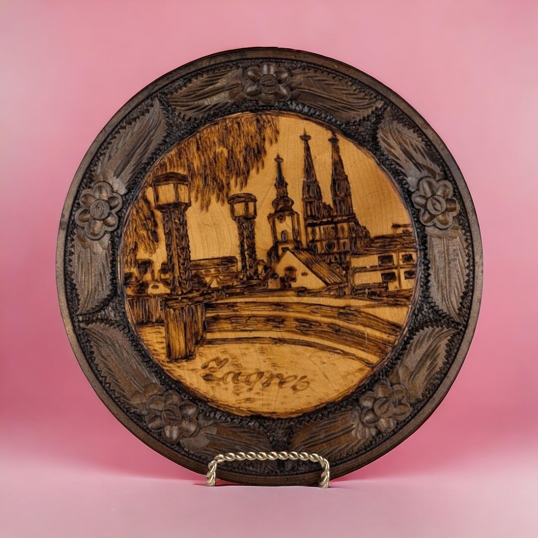 Vintage Romanian Carved and Wood Burned Plate, Wall Decor, Folk Art ...