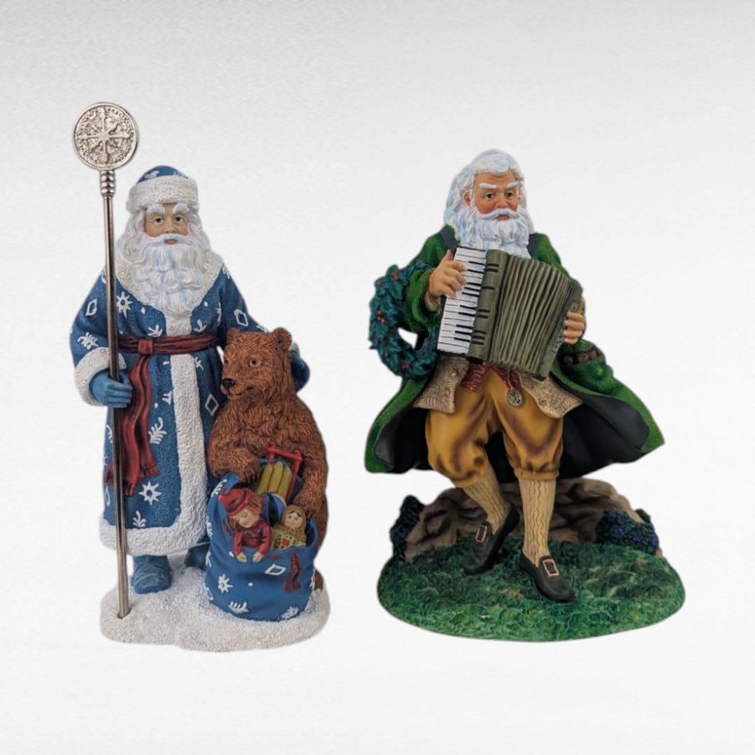 Vintage Pipka Santa Figurines, Russian and Irish Santa Claus Set ...