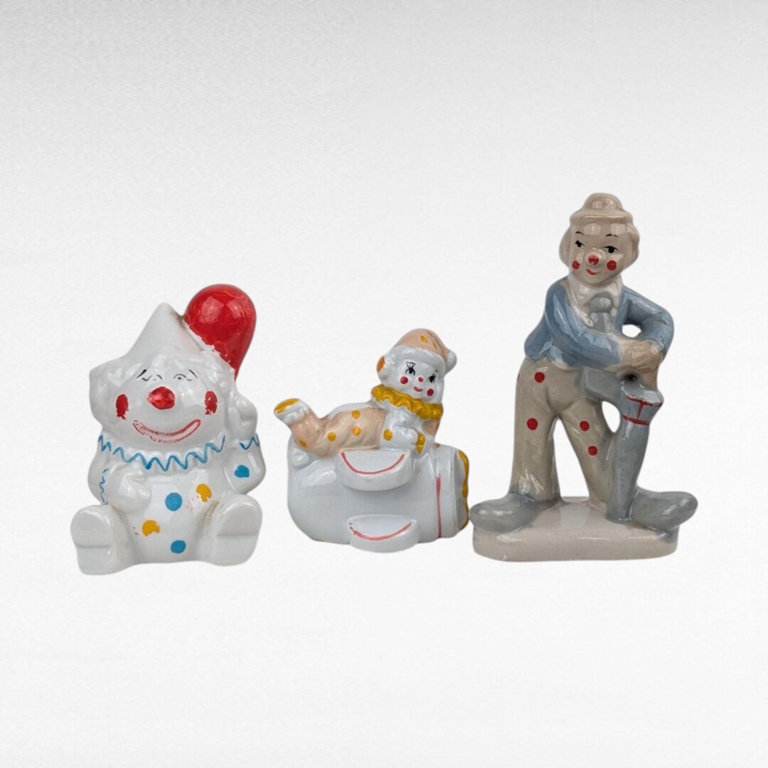 Vintage Assorted Clown Figurines, Set of 3, Collectible Clown Decor ...