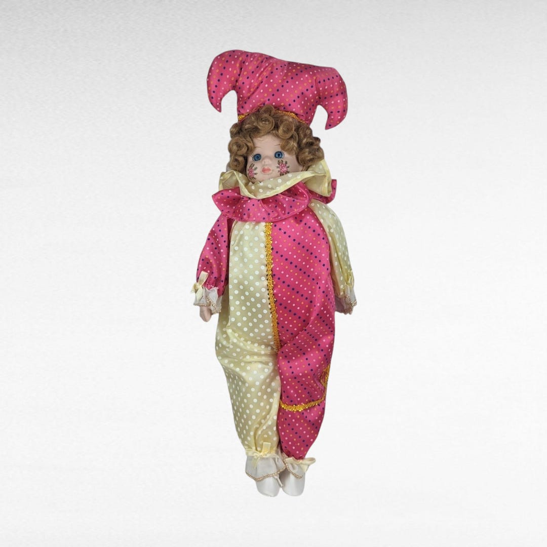 Vintage Artmark Jester Doll | Porcelain Jester Doll With Painted Face ...