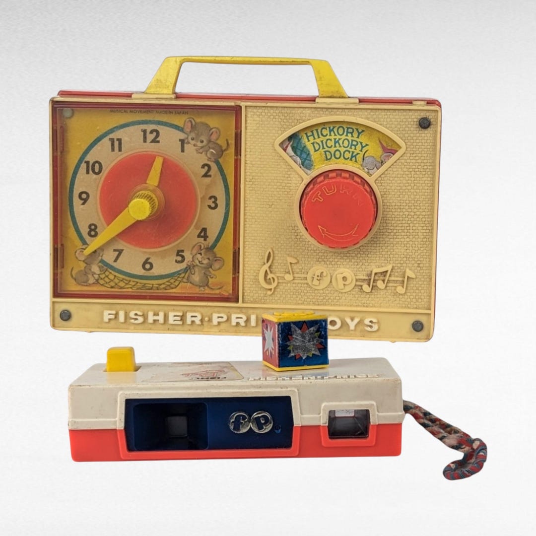 Vintage Fisher Price Camera & Hickory Dickory Dock Clock Radio Toy ...