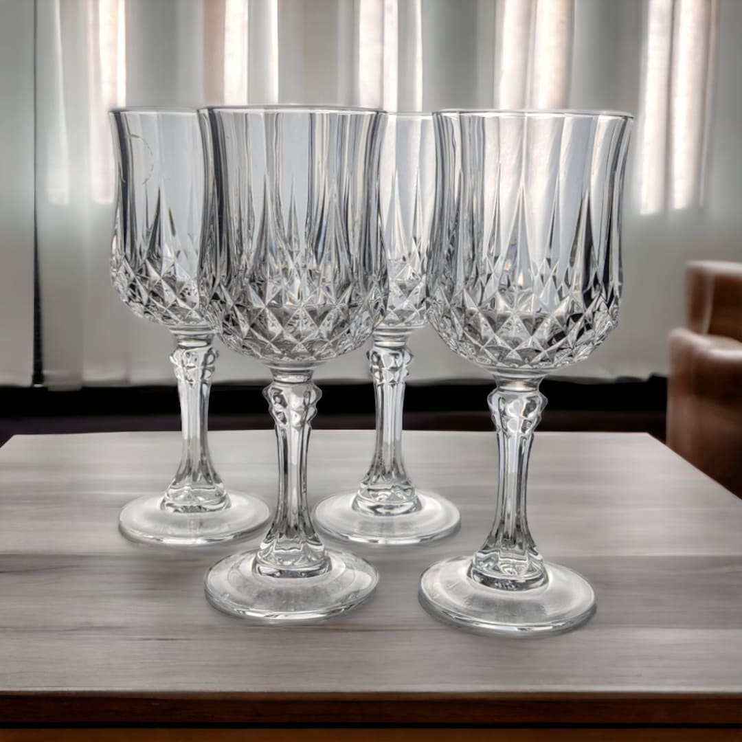 Vintage Cristal D'arques Longchamp Wine Glasses Set of 4 French Crystal ...