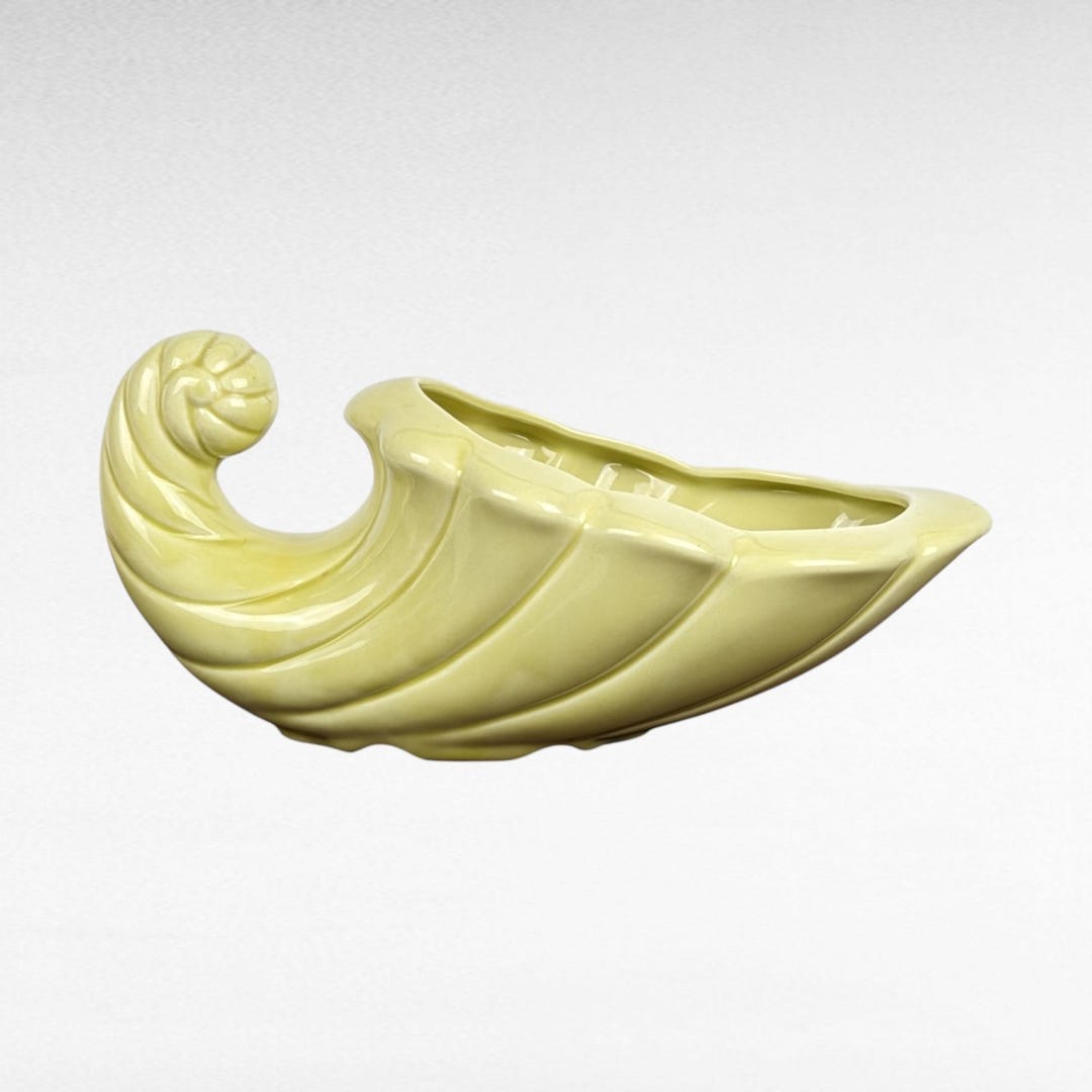 Vintage Yellow Cornucopia Planter, Ceramic Cornucopia, Mid-century ...