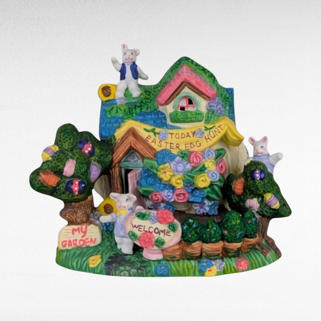 Vintage Cottontale Cottages Easter Egg Hunt Ceramic Light up House ...