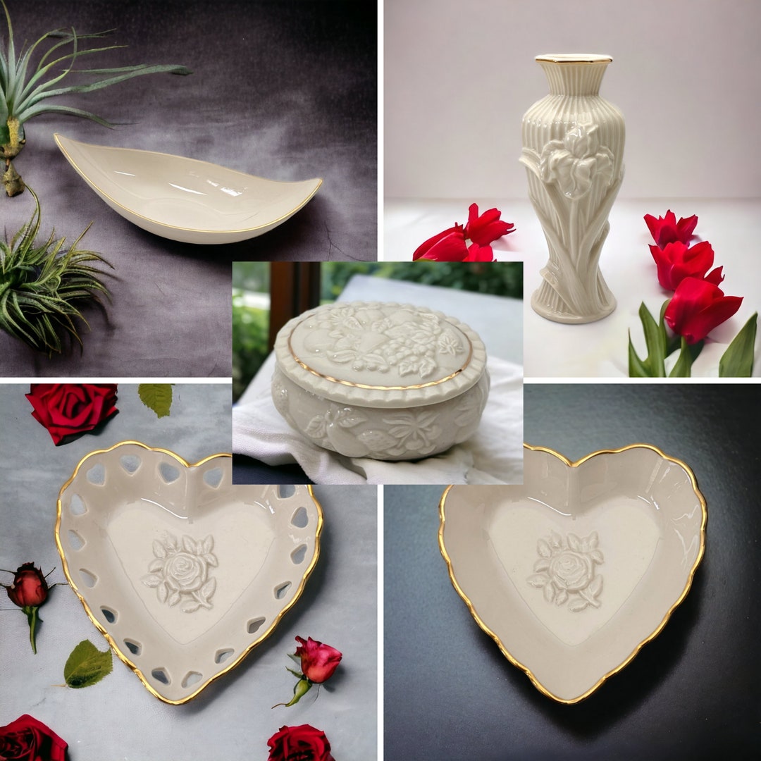 Choose Your Elegance: Lenox Cream Colored Vase or Trinket Dish - Etsy