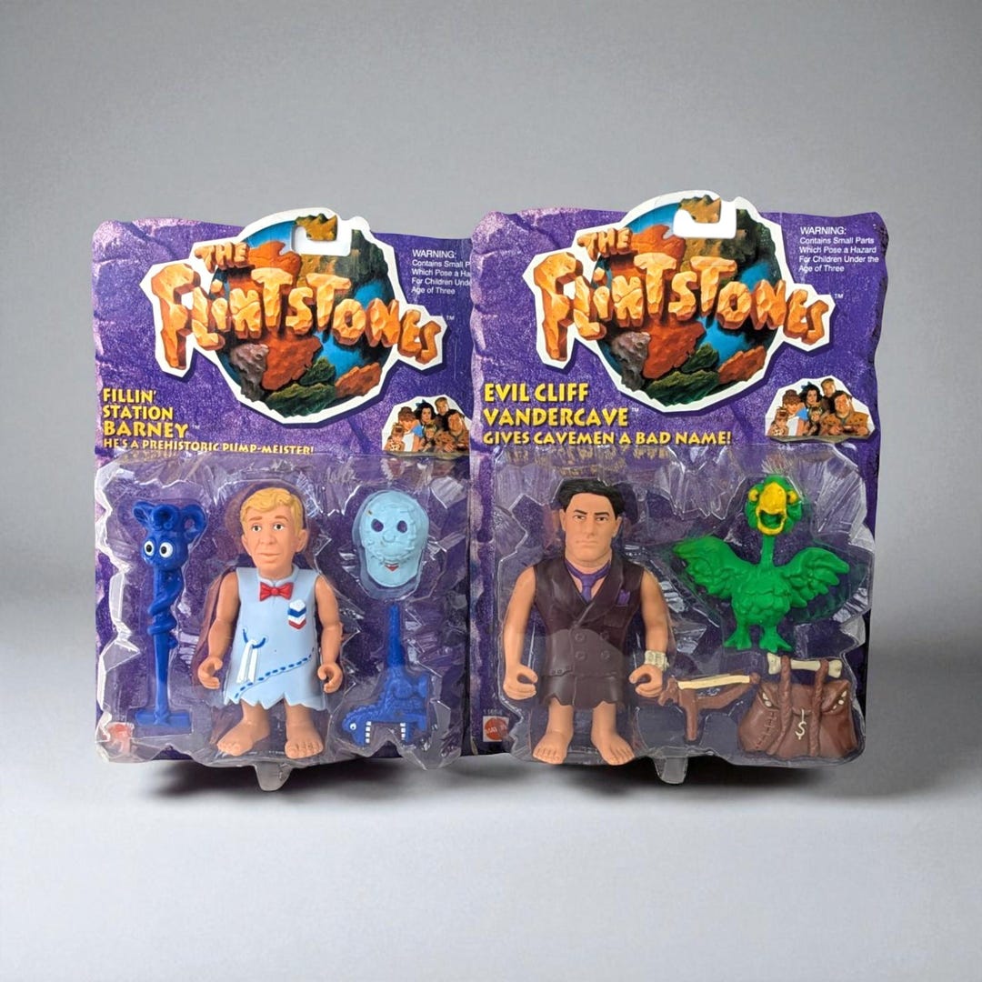 Mattel Flintstones Toy Set, Fillin' Station Barney & Evil Cliff ...