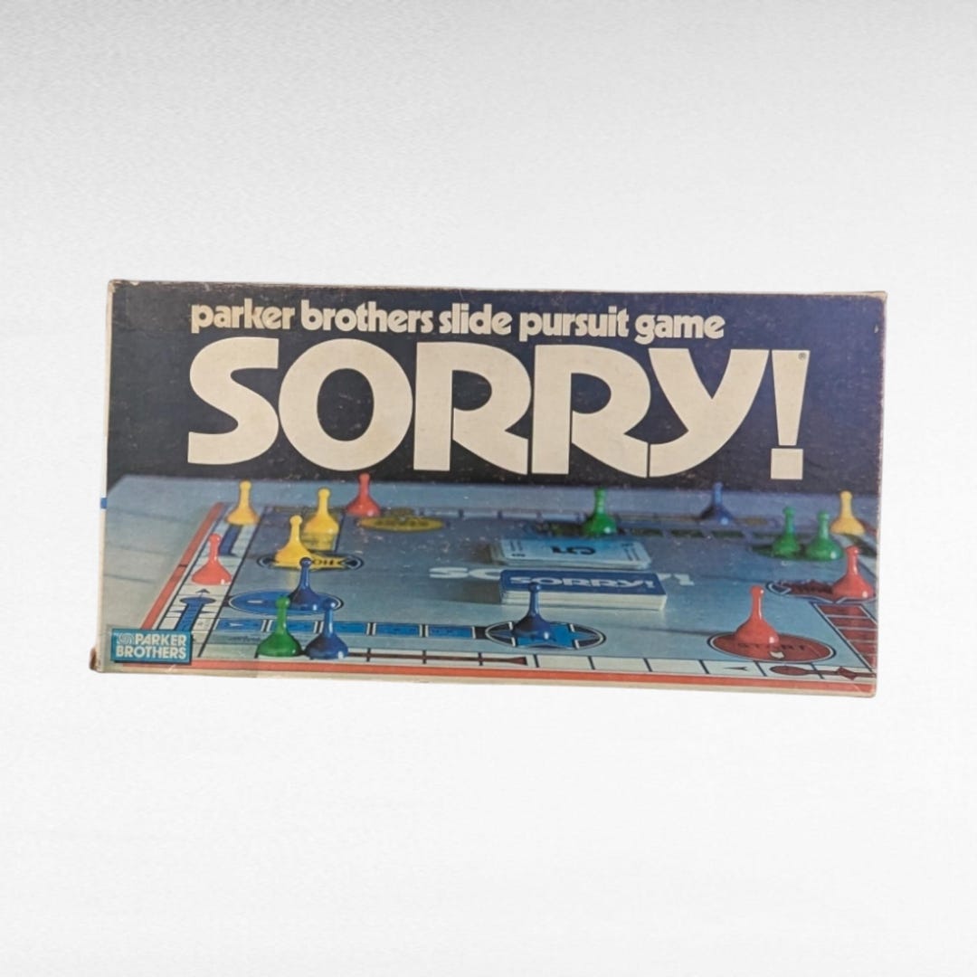 Vintage 1972 Sorry! Board Game | Missing 1 Blue Pawn | Parker Brothers ...