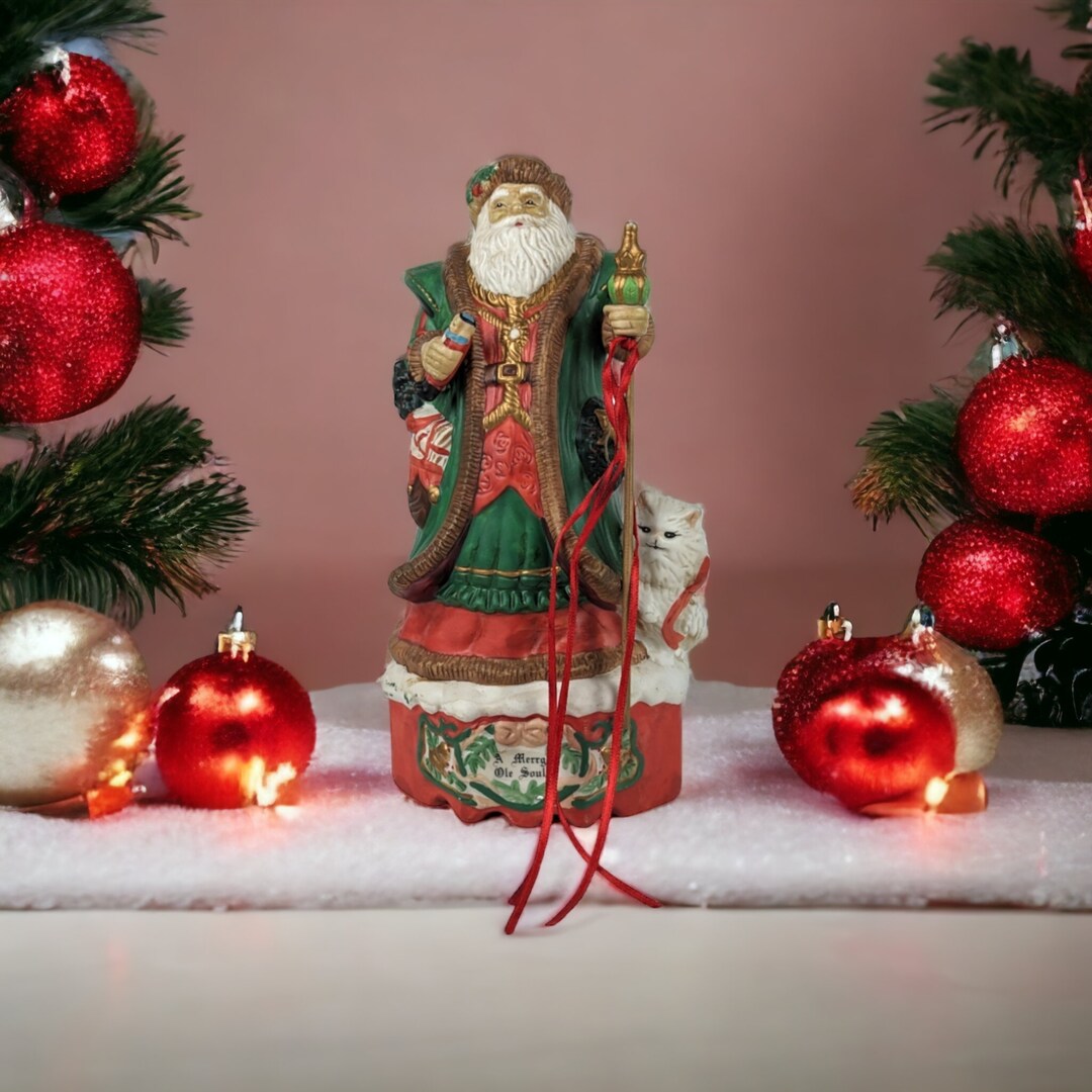 10 Merry Old Soul Santa Music Box Vintage Christmas Decoration With ...