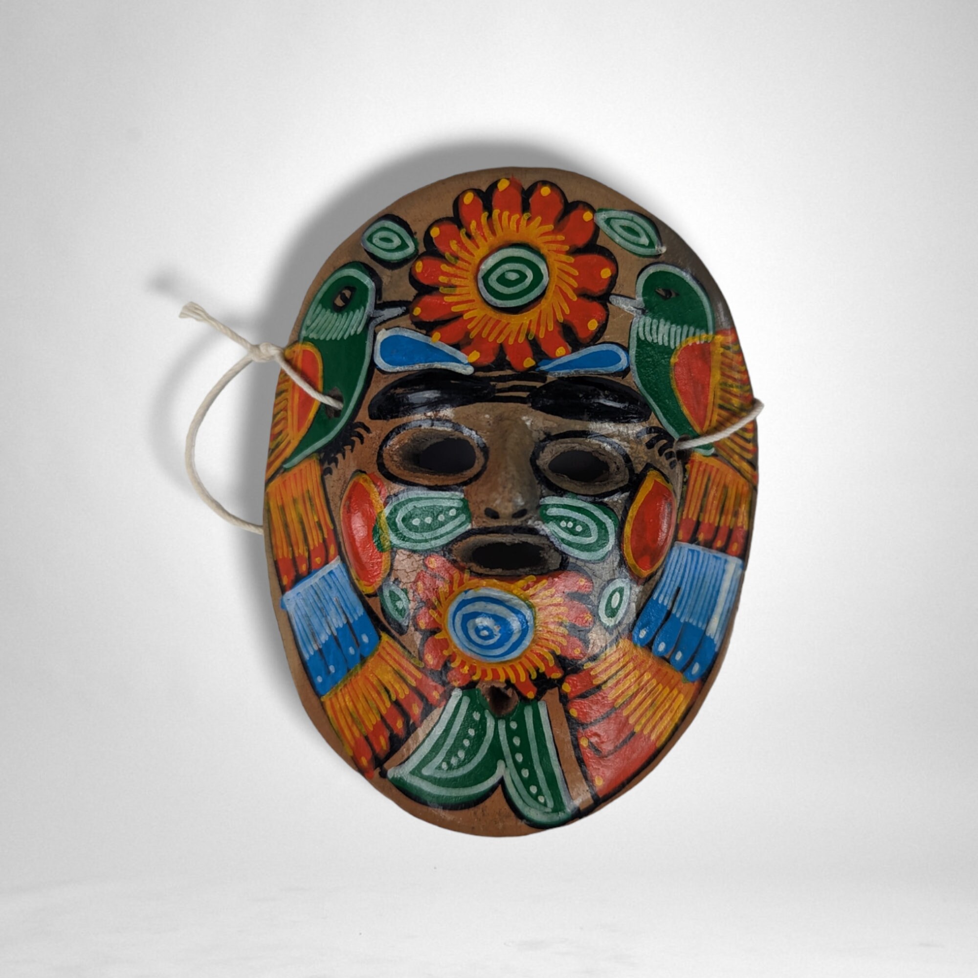 Set of 4 Hand Painted Terracotta Hanging Masks - Etsy