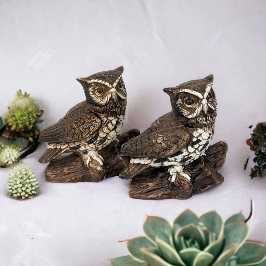 Vintage Homco Ceramic Owl Figurines Pair 1114 - Etsy