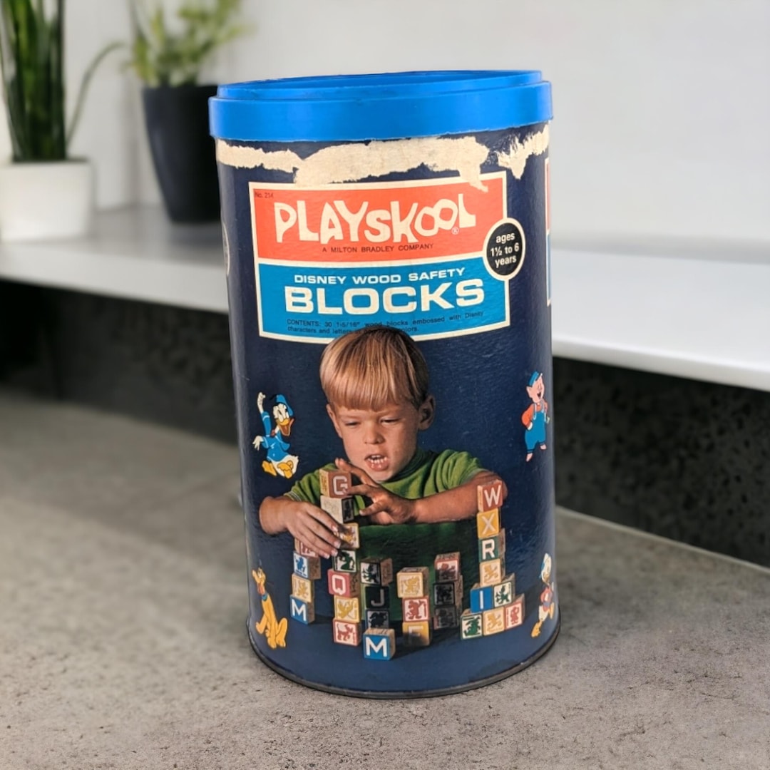 Vintage 1970 Walt Disney Playskool Wood Blocks Classic Educational Toy ...