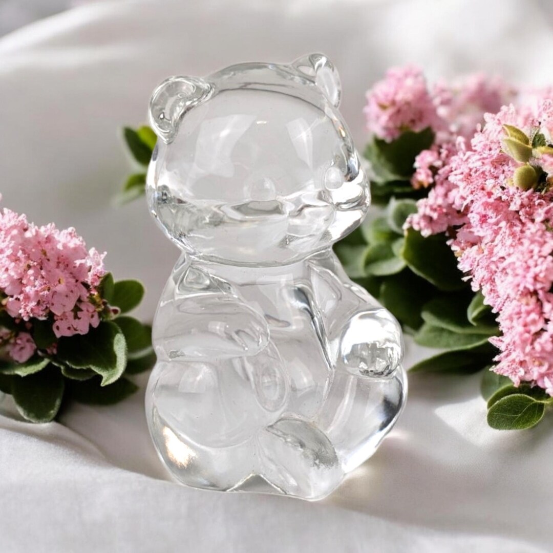 Vintage Fenton Clear Bear Figurine 3.5 Tall Crystal Glass Animal ...