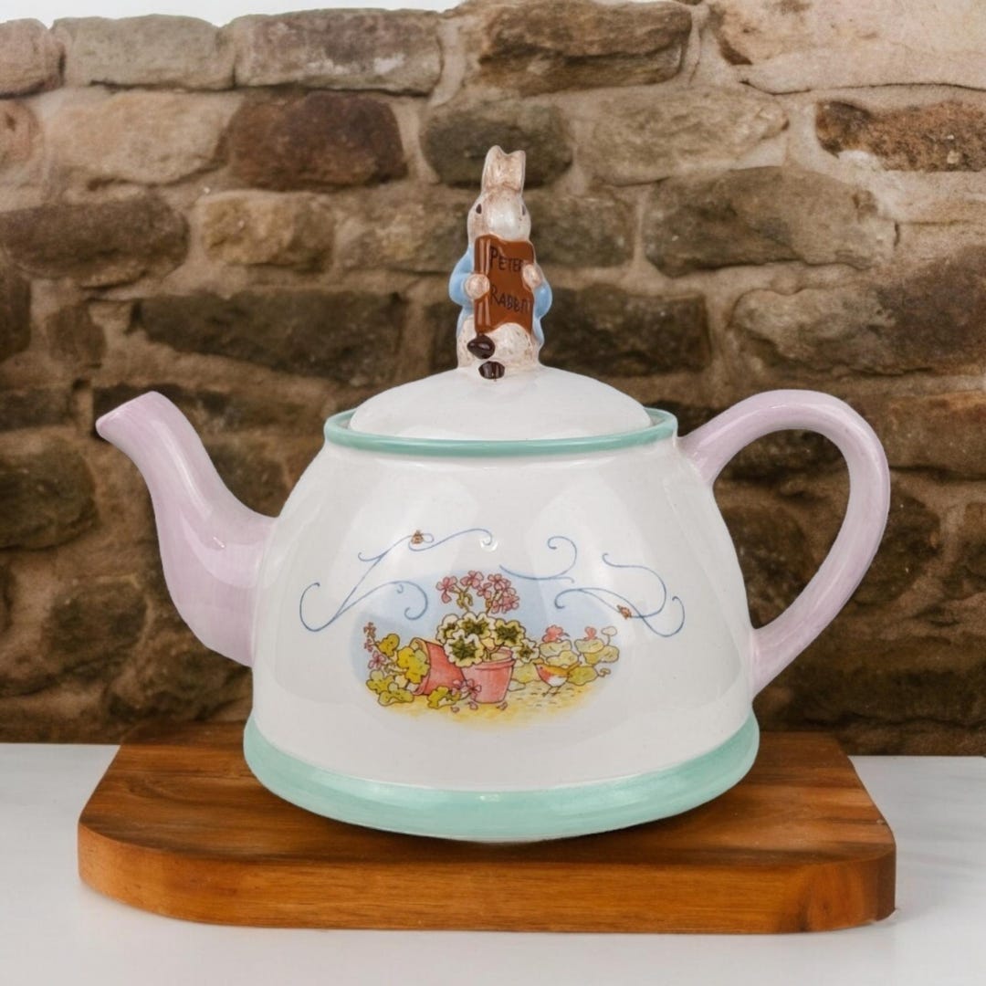 2002 Beatrix Potter Peter Rabbit Teapot Telefloral Collectible Ceramic ...