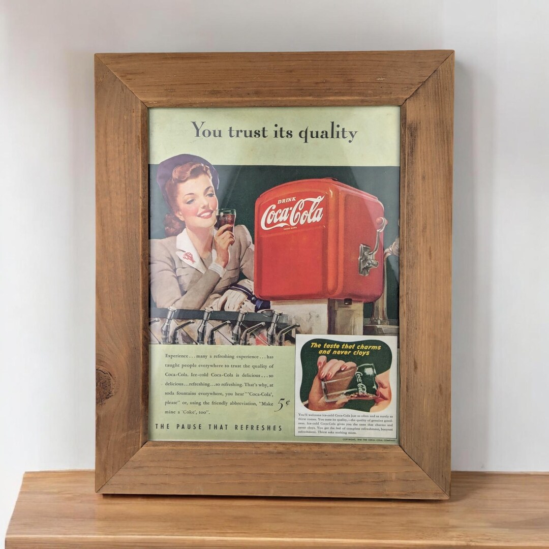 Vintage Coca Cola Ad Framed 1941 Coke Print Wall Decor Soda Pop ...