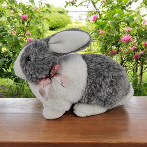 1993 Gund Gray and White Plush Bunny - Etsy