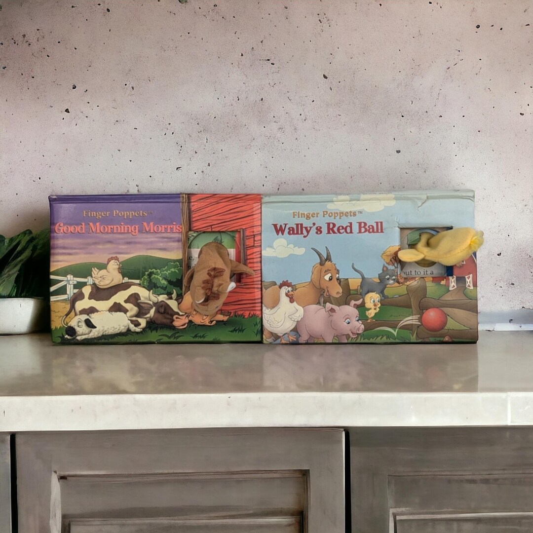 Vintage Finger Puppet Books Set Good Morning Morris & Wally's Red Ball ...