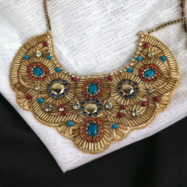 Beaded Bib Necklace - Etsy