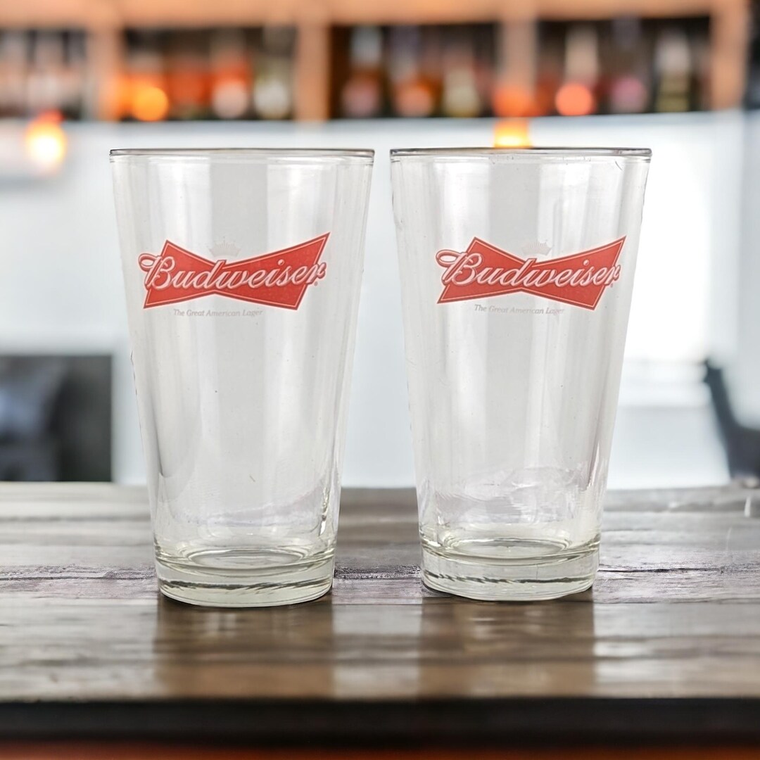 Vintage Budweiser Beer Glasses, Set of 2, Classic Red Logo, Barware ...