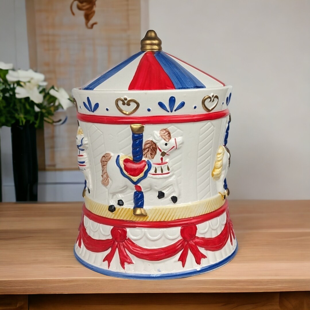 Vintage Carousel Ceramic Musical Cookie Jar - Etsy