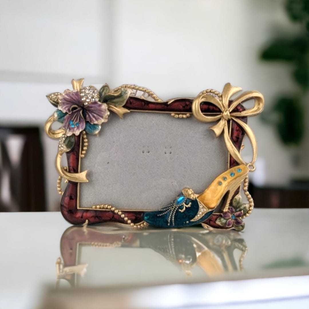 Vintage Enamel High Heel Show and Flower Metal Photo Frame - Etsy