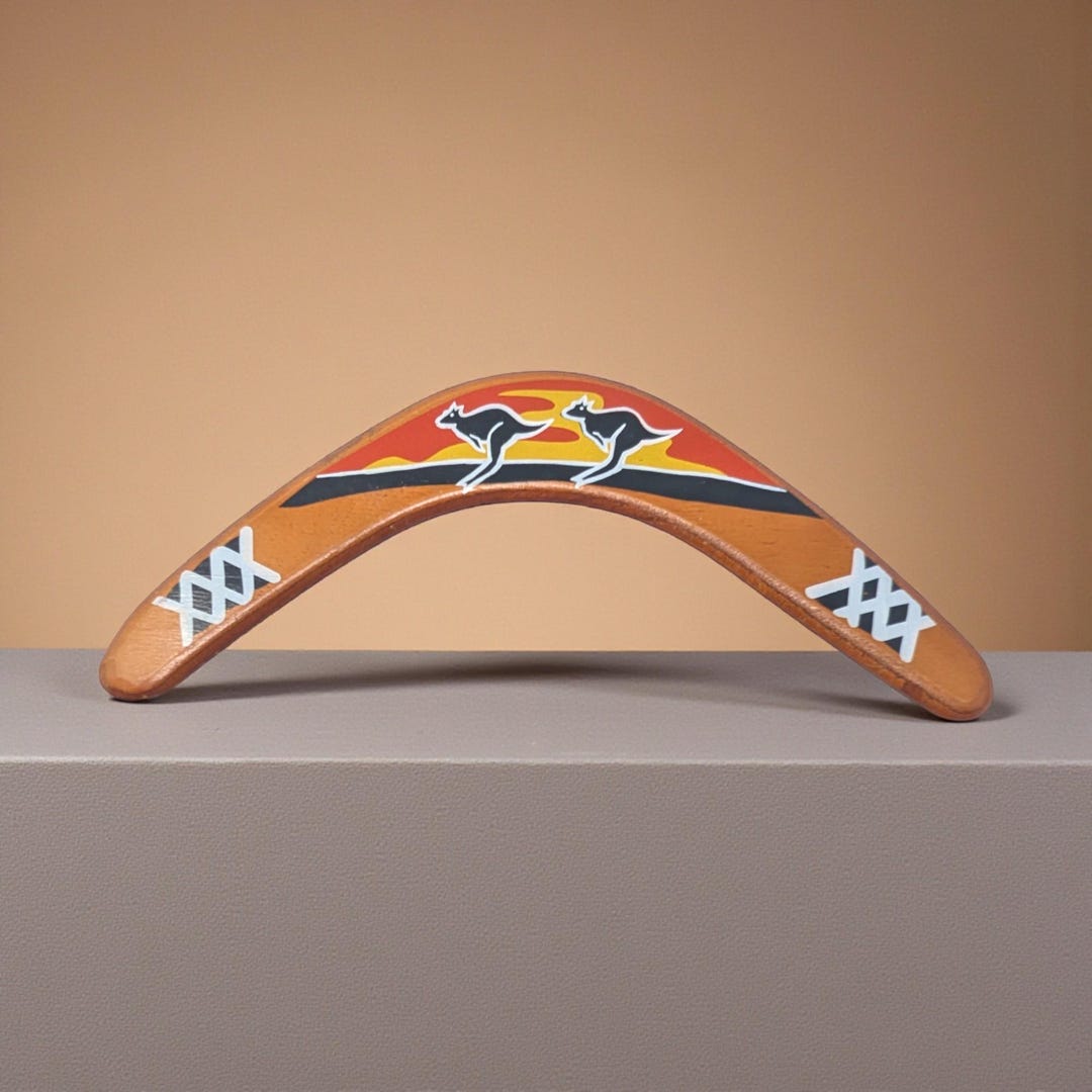 Vintage Handmade Australian Boomerang: Kangaroo Painted Wood - Etsy