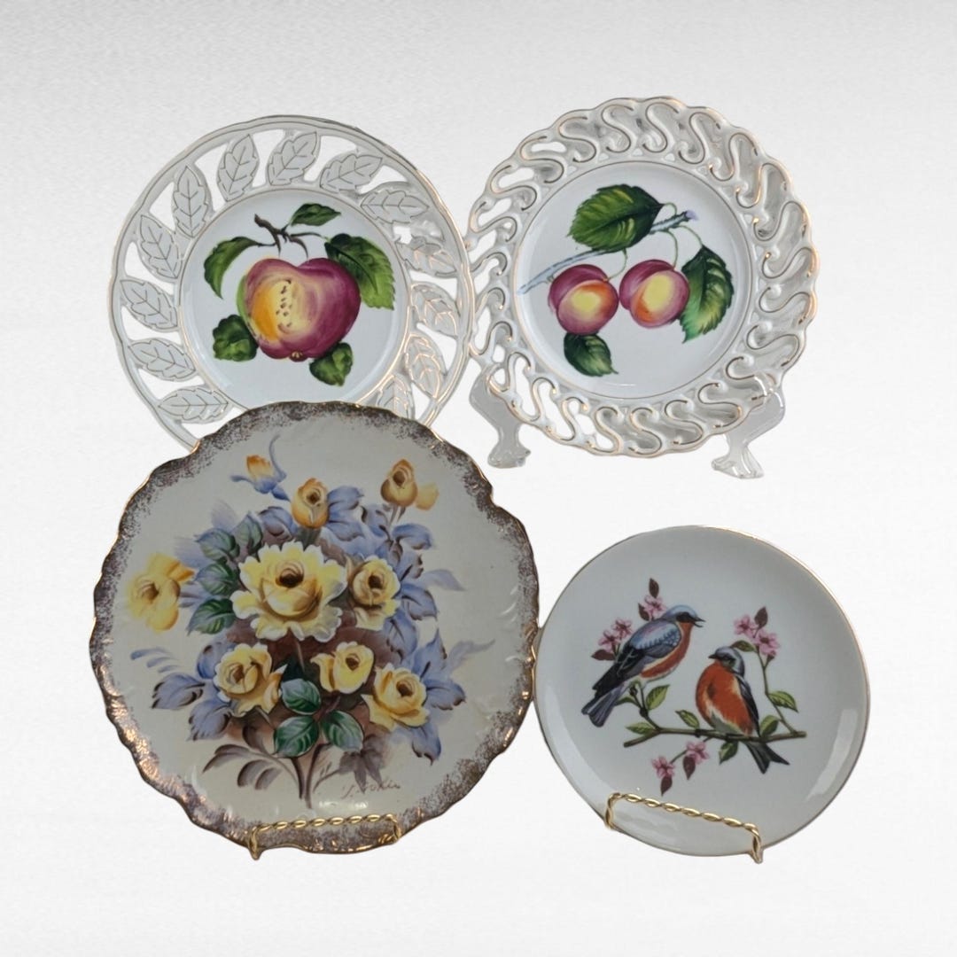Vintage Decorative Plate Collection | Reticulated Fruit Plates ...