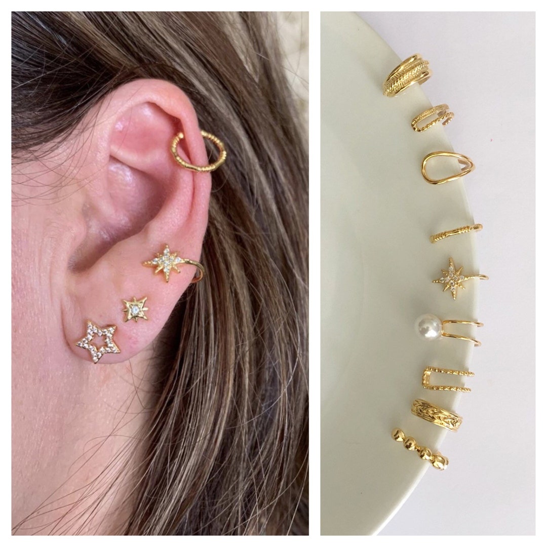 Gold Ear Cuff Double-line Ear Cuff Non-pierced Earring - Etsy