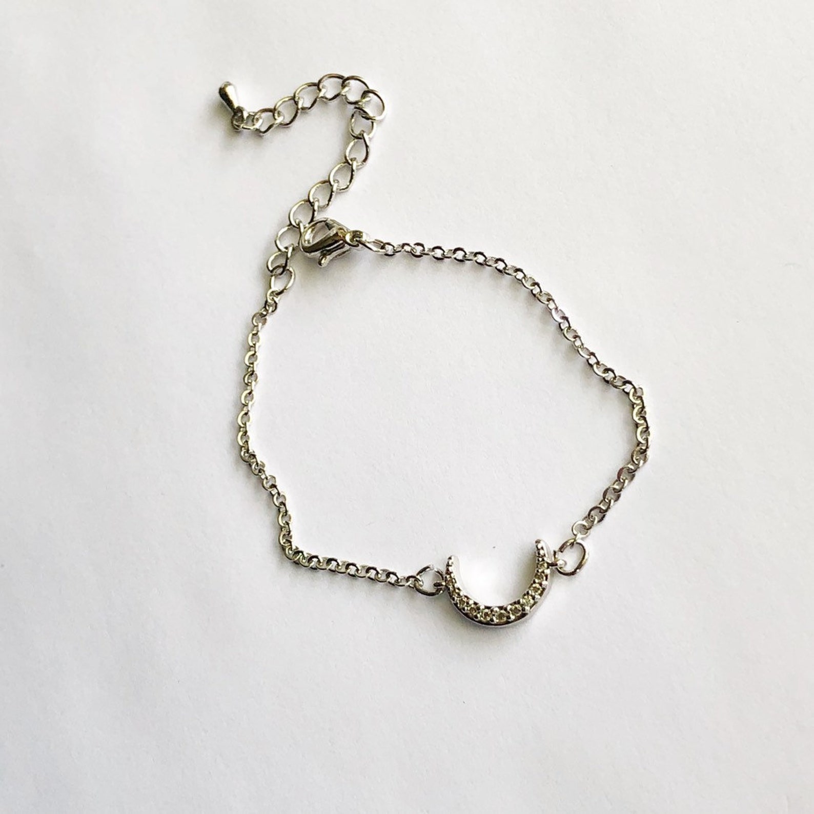 Moon bracelet Dainty Crescent Moon Bracelet Celestial | Etsy