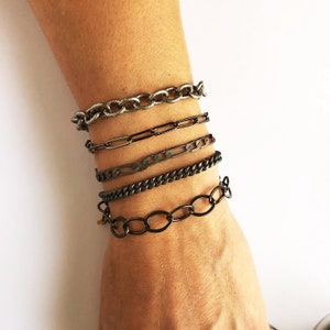 Black Chain Bracelet Modern Grunge Aesthetic Unisex - Etsy