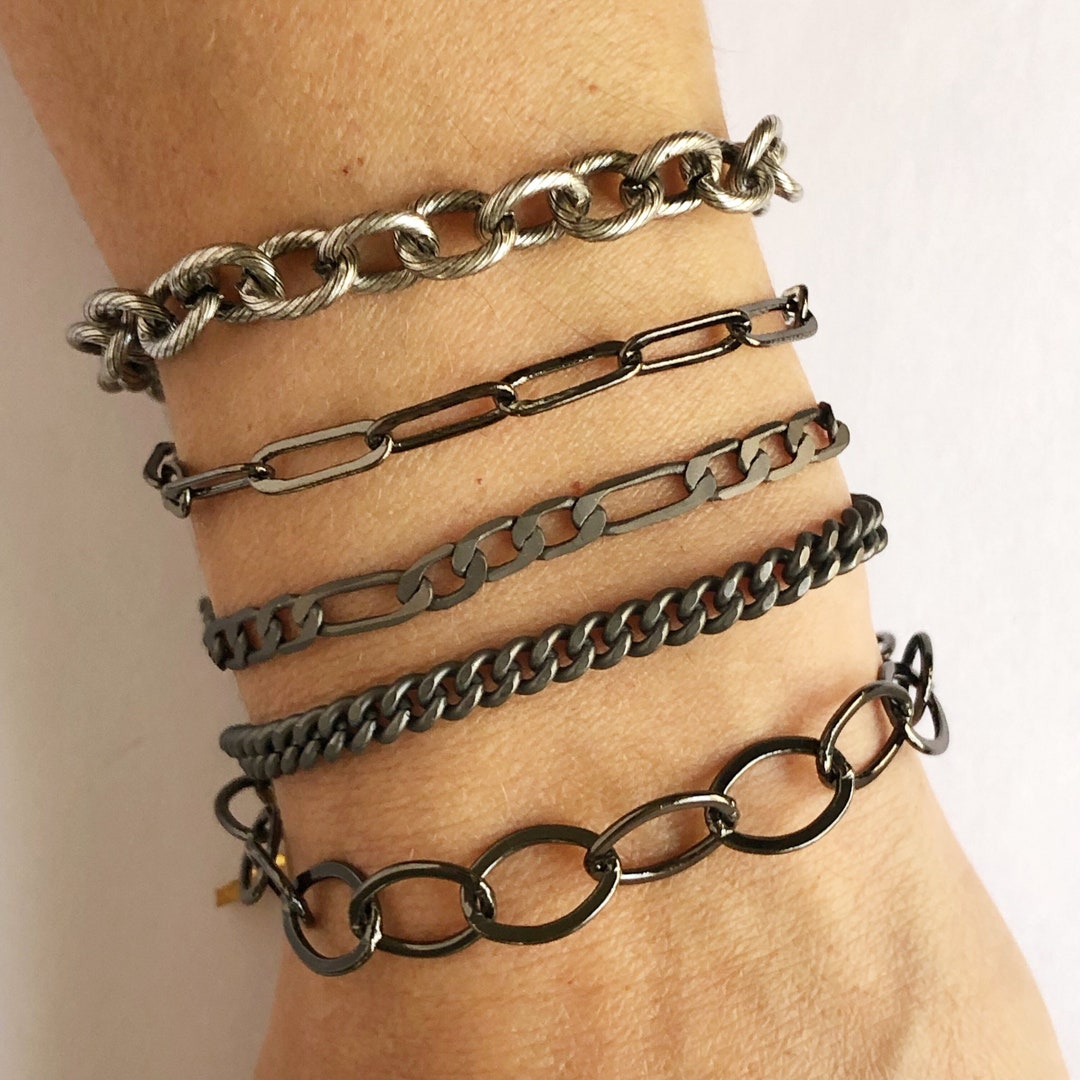 Black Chain Bracelet Modern Grunge Aesthetic Unisex - Etsy