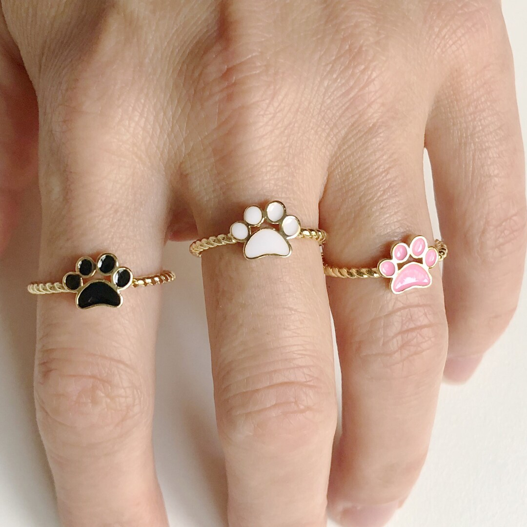 Cat Paw Ring, Paw Print Ring for Cat Lover, Memorial Ring for Cat Owner ...