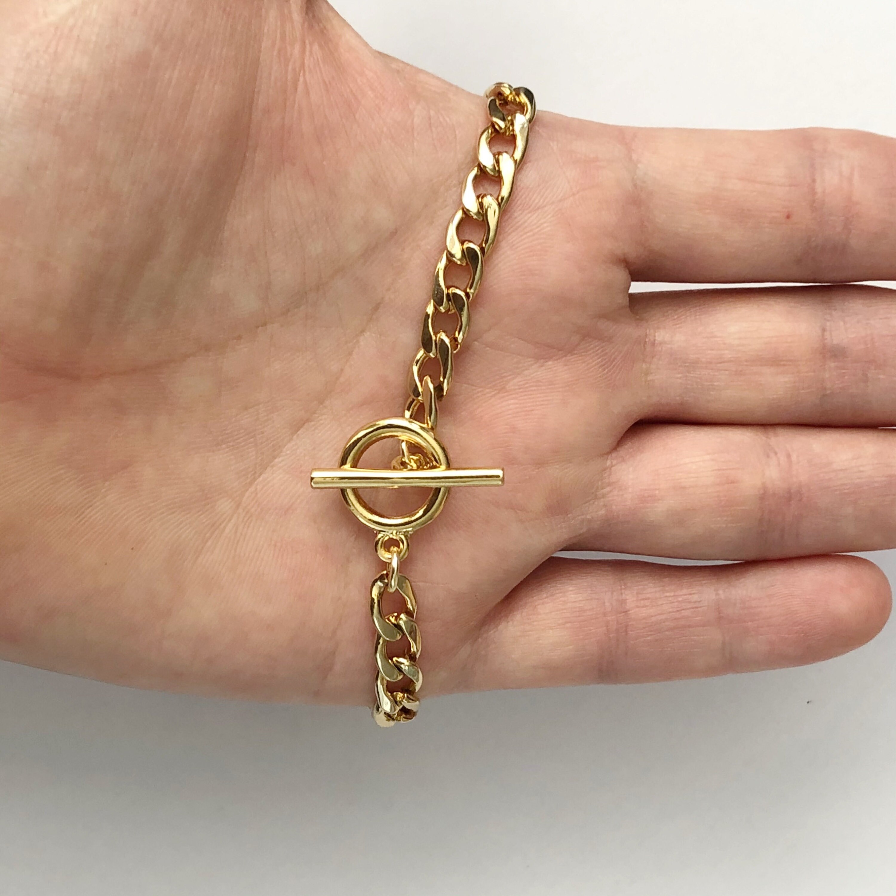 Toggle Choker Necklace Gold Toggle Cuban Chain Necklace | Etsy