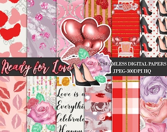 Valentines Day SEAMLESS Digital Paper Love Scrapbook - Etsy