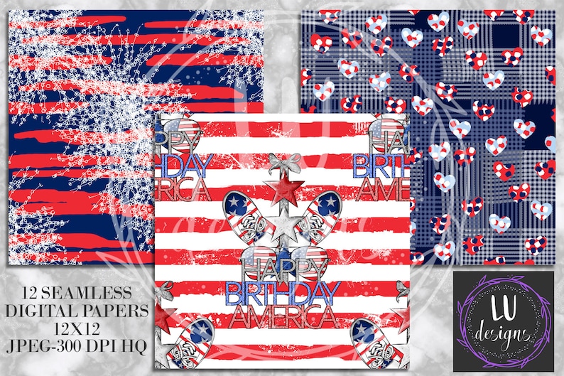 4th of July Digital Paper Independence Day Background Stars - Etsy