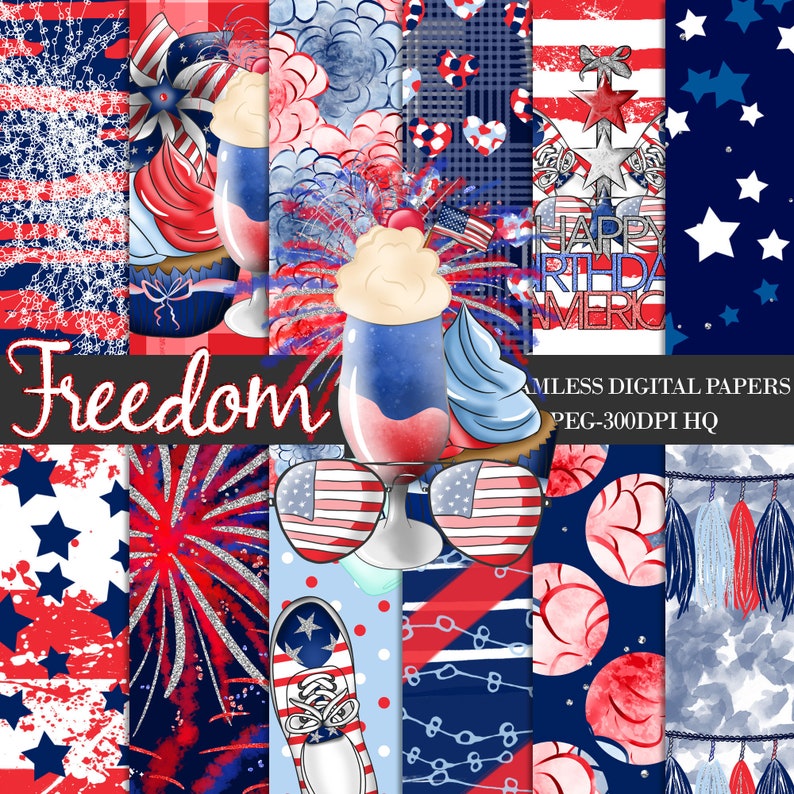 4th of July Digital Paper Independence Day Background Stars - Etsy