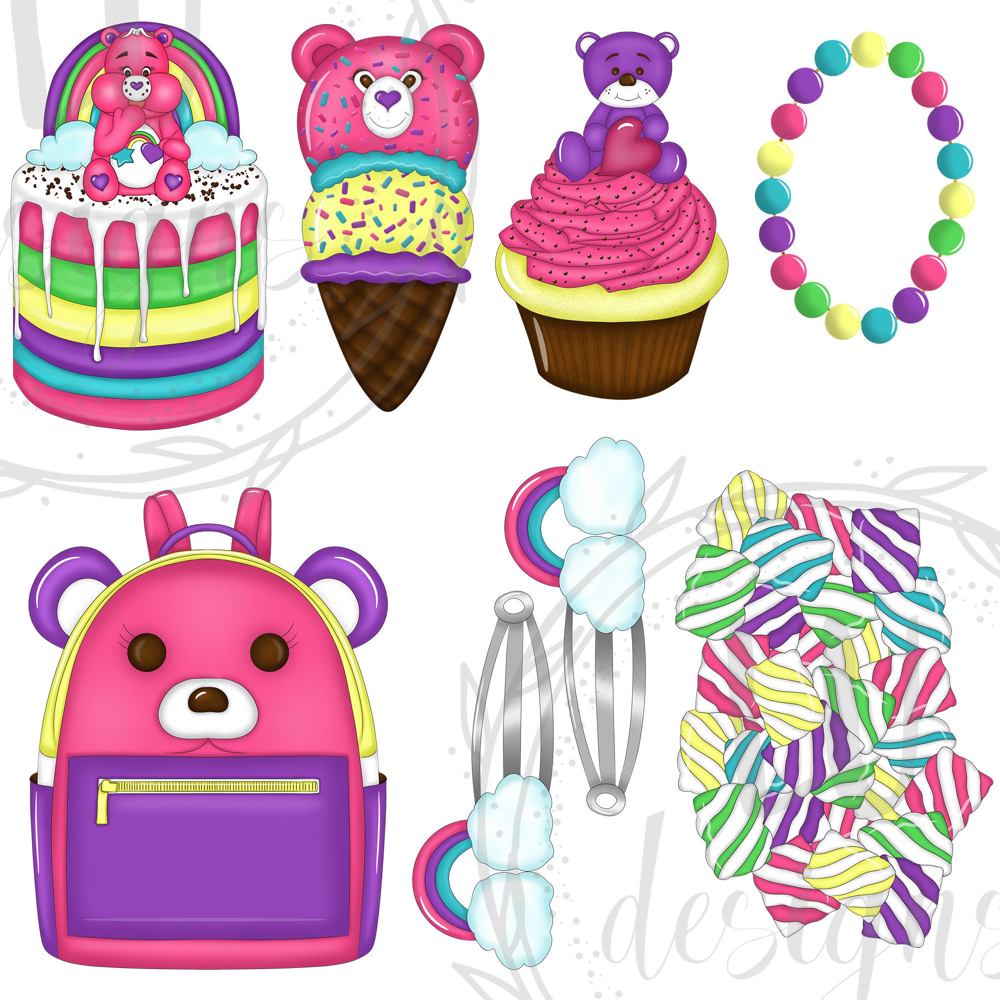 Rainbow Bears Clipart Lovely Bears Clipart Teddy Bears Planner - Etsy