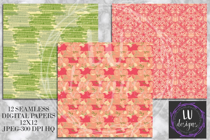 Spring Orange Flowers Digital Paper Watercolor Floral - Etsy