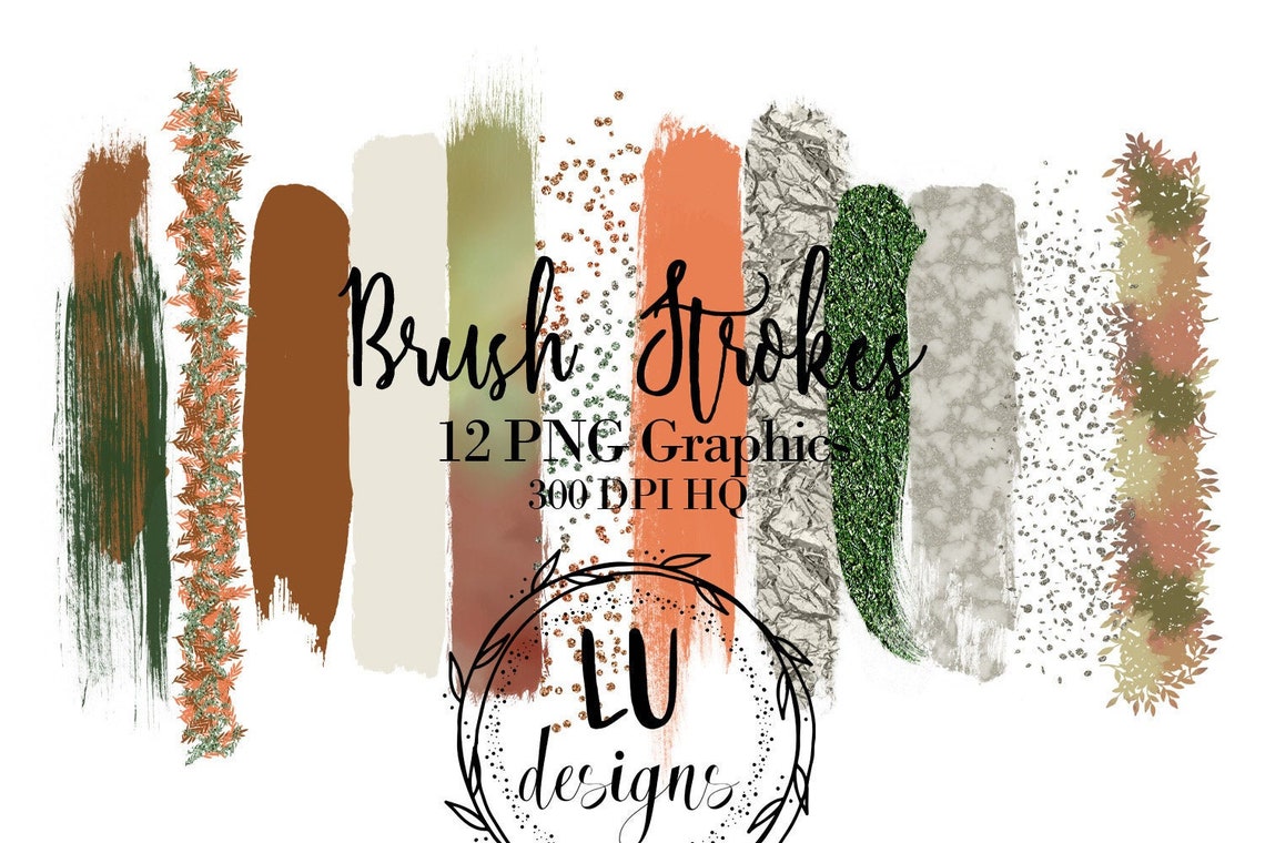 Fall Brush Strokes Clipart, Paint Strokes, Autumn Overlay, Watercolor ...