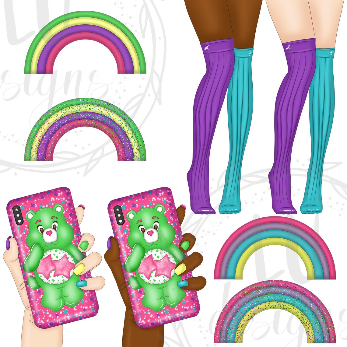 Rainbow Bears Clipart Lovely Bears Clipart Teddy Bears Planner - Etsy