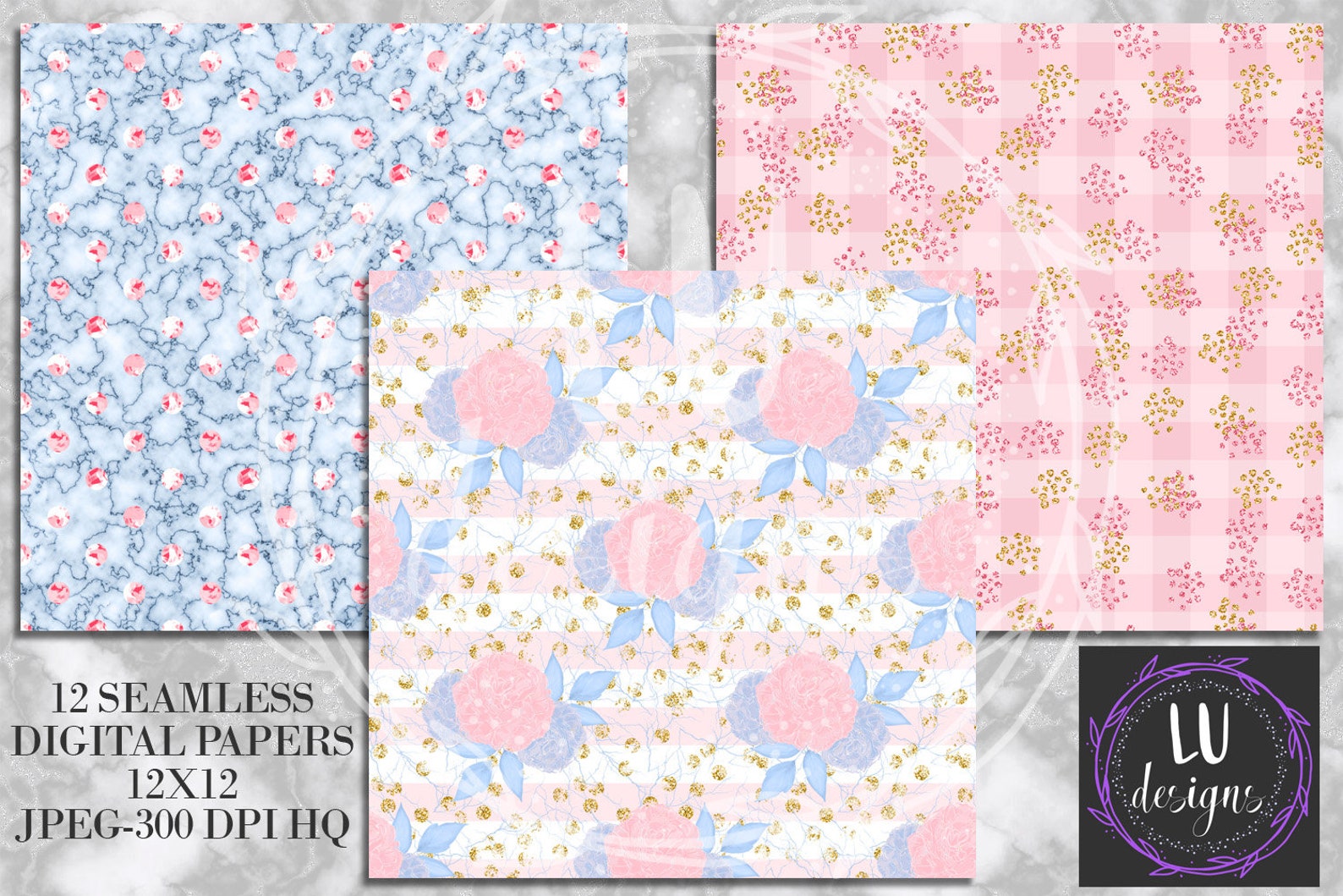Valentines Day Digital Papers Romantic Seamless Pattern Love - Etsy