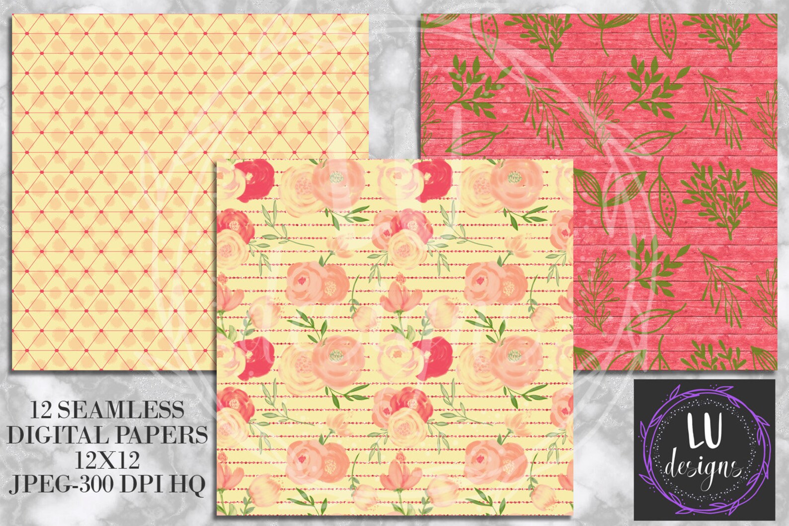 Spring Orange Flowers Digital Paper Watercolor Floral - Etsy