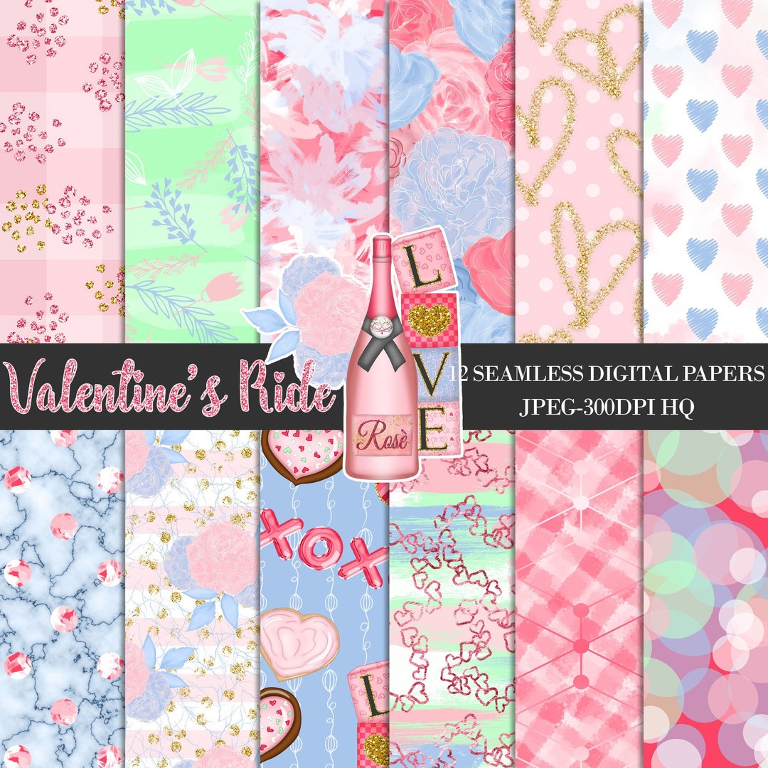 Valentines Day Digital Papers Romantic Seamless Pattern Love - Etsy