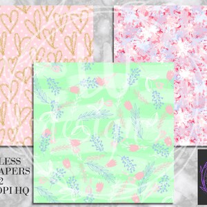 Valentines Day Digital Papers Romantic Seamless Pattern Love - Etsy