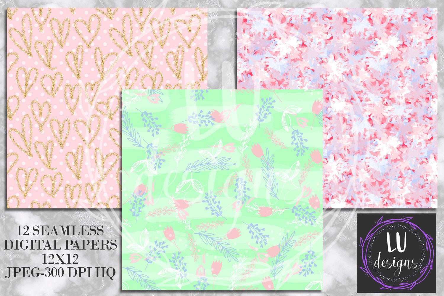 Valentines Day Digital Papers Romantic Seamless Pattern Love - Etsy